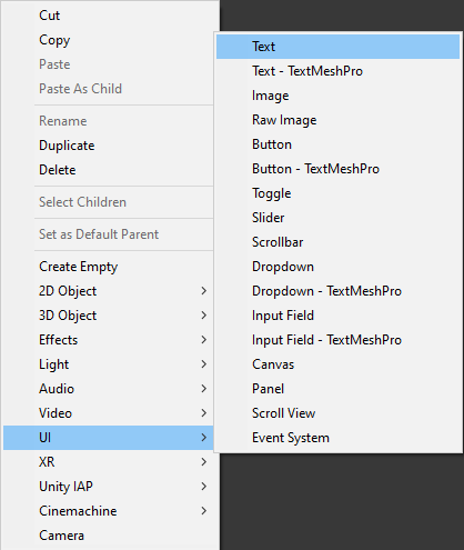 Unity crée un nouveau texte d'interface utilisateur